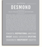 Desmond Personalized Name Meaning Art Prints – Name Stories