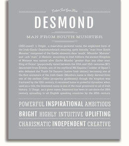 Desmond | Name Art Print – Name Stories