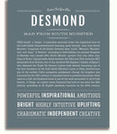 Desmond Personalized Name Meaning Art Prints – Name Stories