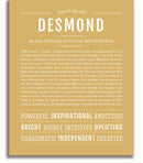 Desmond Personalized Name Meaning Art Prints – Name Stories