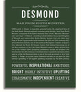 Desmond Personalized Name Meaning Art Prints – Name Stories