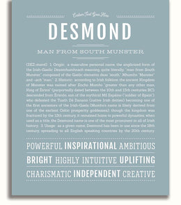 Desmond Personalized Name Meaning Art Prints – Name Stories
