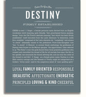 Destiny Personalized Name Meaning Art Prints – Name Stories