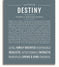 Destiny Personalized Name Meaning Art Prints – Name Stories