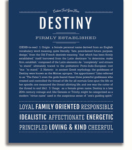 Destiny | Name Art Print – Name Stories