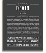 Devin Personalized Name Meaning Art Prints – Name Stories