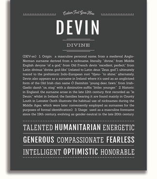 Devin (male) | Name Art Print – Name Stories