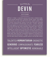 Devin Personalized Name Meaning Art Prints – Name Stories