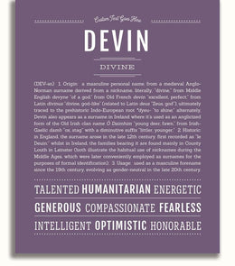 Devin (male) | Name Art Print – Name Stories