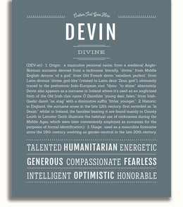 Devin (male) | Name Art Print – Name Stories