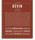 Devin Personalized Name Meaning Art Prints – Name Stories