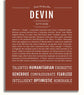 Devin (male) | Name Art Print – Name Stories
