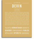 Devin Personalized Name Meaning Art Prints – Name Stories