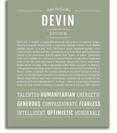 Devin Personalized Name Meaning Art Prints – Name Stories