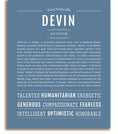 Devin Personalized Name Meaning Art Prints – Name Stories