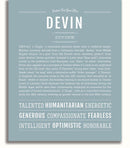 Devin Personalized Name Meaning Art Prints – Name Stories