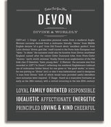 Devon (male) | Name Art Print – Name Stories