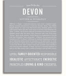 Devon Personalized Name Meaning Art Prints – Name Stories