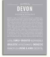 Devon (male) | Name Art Print – Name Stories