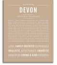 Devon Personalized Name Meaning Art Prints – Name Stories