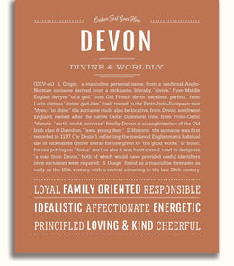 Devon (male) | Name Art Print – Name Stories