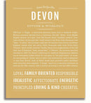 Devon Personalized Name Meaning Art Prints – Name Stories
