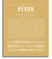 Devon Personalized Name Meaning Art Prints – Name Stories