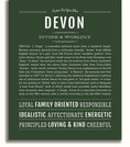 Devon Personalized Name Meaning Art Prints – Name Stories