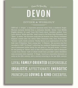 Devon (male) | Name Art Print – Name Stories
