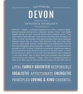 Devon (male) | Name Art Print – Name Stories