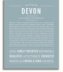 Devon Personalized Name Meaning Art Prints – Name Stories