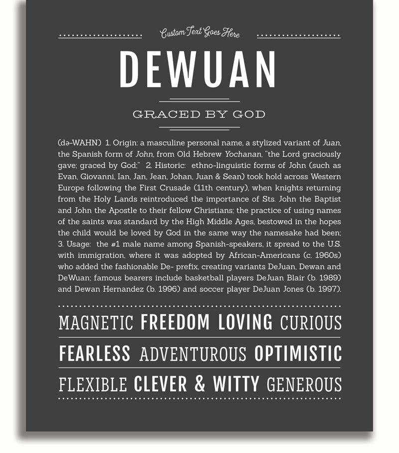 Dewuan Personalized Name Meaning Art Prints – Name Stories