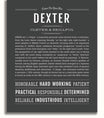 Dexter Personalized Name Meaning Art Prints – Name Stories