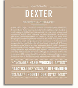 Dexter Personalized Name Meaning Art Prints – Name Stories