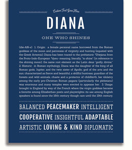 Diana Personalized Name Meaning Art Prints – Name Stories