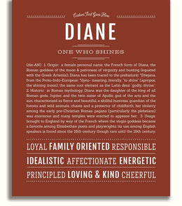Diane Personalized Name Meaning Art Prints – Name Stories