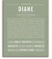 Diane Personalized Name Meaning Art Prints – Name Stories
