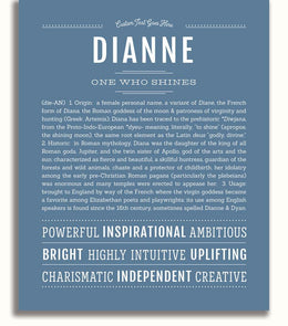 Dianne Personalized Name Meaning Art Prints – Name Stories
