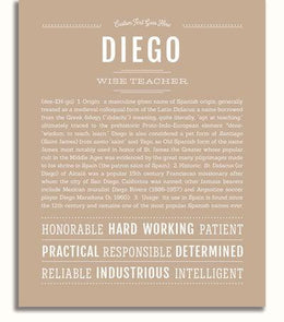 Diego | Name Art Print - Personalized Custom Gifts – Name Stories