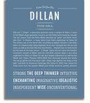 Dillan Personalized Name Meaning Art Prints – Name Stories