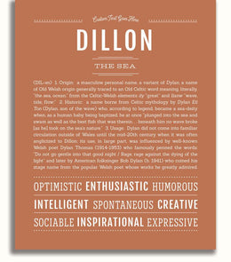 Dillon Personalized Name Meaning Art Prints – Name Stories