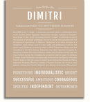 Dimitri | Name Art Print - Personalized Custom Gifts – Name Stories