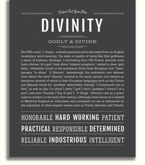 Divinity Personalized Name Meaning Art Prints – Name Stories