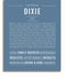Dixie Personalized Name Meaning Art Prints – Name Stories