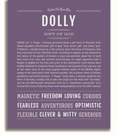 Dolly Personalized Name Meaning Art Prints – Name Stories