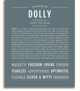 Dolly Personalized Name Meaning Art Prints – Name Stories