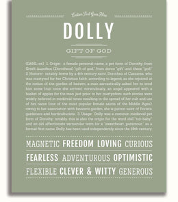 Dolly Personalized Name Meaning Art Prints – Name Stories