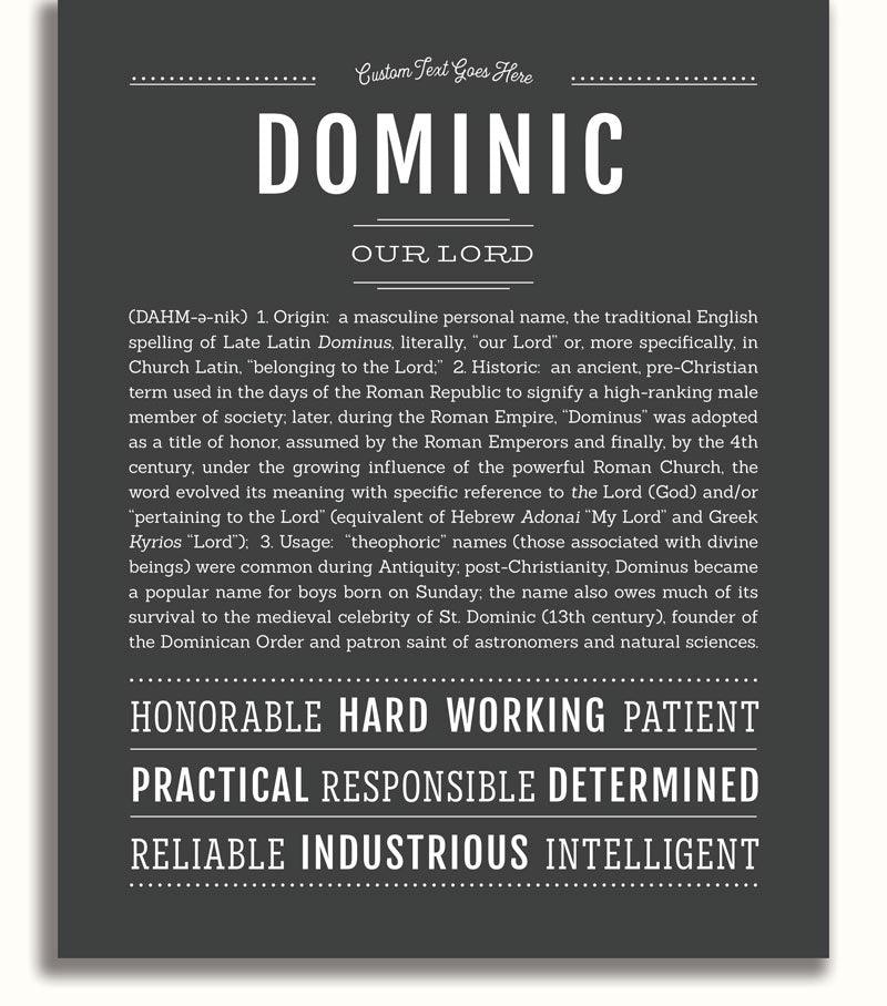 Dominic Personalized Name Meaning Art Prints – Name Stories