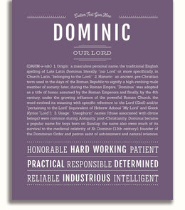 Dominic Personalized Name Meaning Art Prints – Name Stories