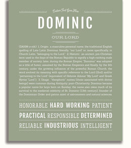 Dominic Personalized Name Meaning Art Prints – Name Stories
